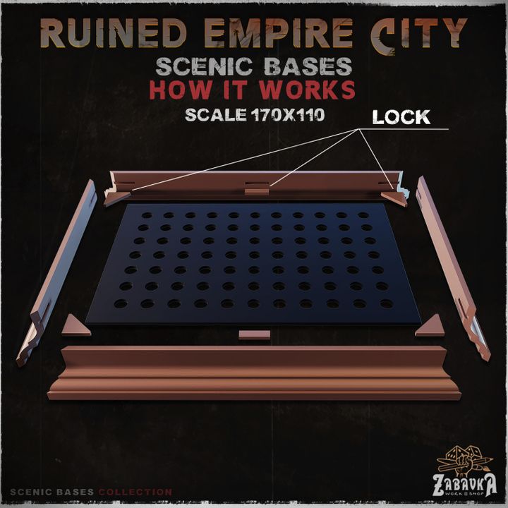 3D Printable Ruined Empire City - Scenic Bases (Full Set) by Zabavka Workshop